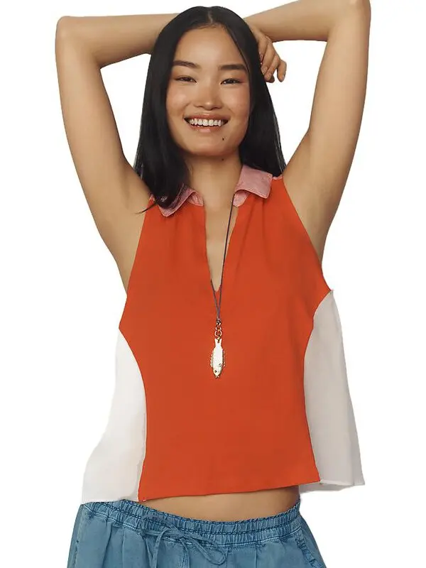 Maeve De La Mer Tank Top - Red/white