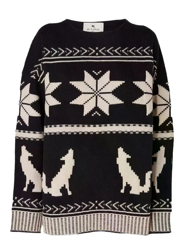 Etro Fair Isle Virgin Wool Sweater - Black