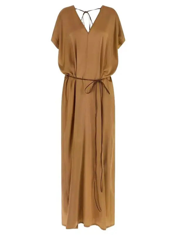 DI.LA3 PARI' Ricky V-neck Dress - Brown