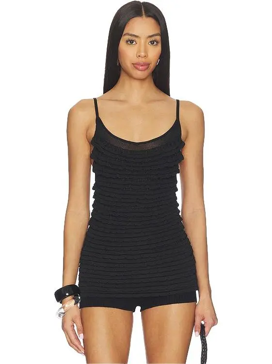 LOVERS AND FRIENDS Oliviyah Wavy Knit Tank - Black