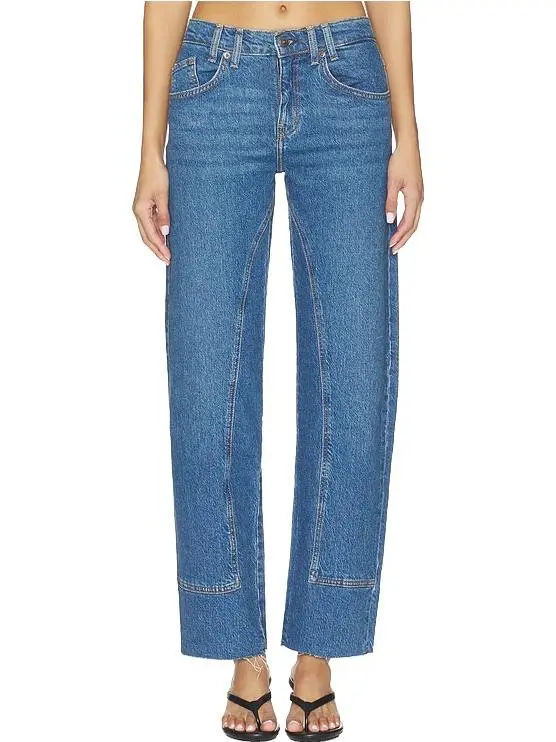 Free People We The Free Risk Taker Mid-rise Straight - Blue