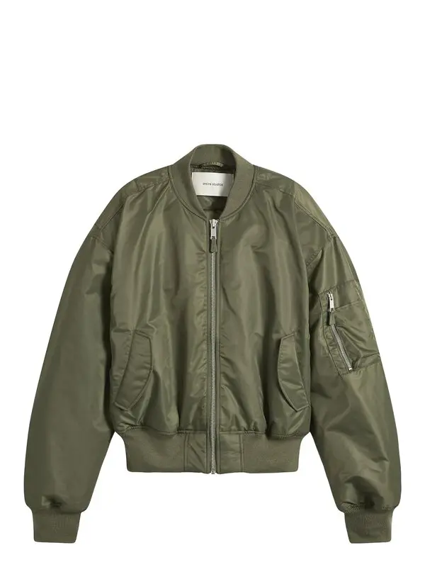 ENTIRE STUDIOS Cropped Broad Bomber Jacket - Khaki