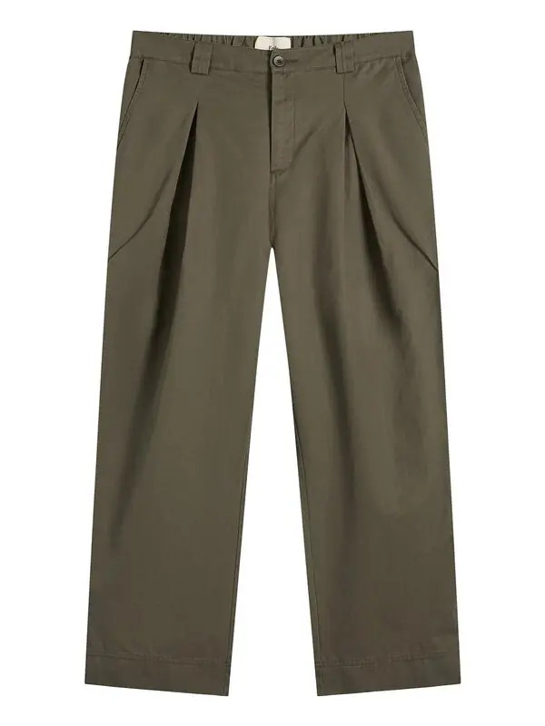 Folk Easy Fit Trouser - Dark Olive Slub Linen