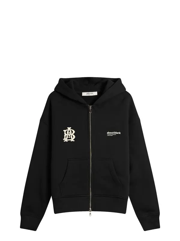 ABOUT:BLANK Dual Logo Zip Hoodie - Black/ecru