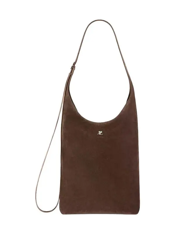 COURREGES Large Melt Suede Shoulder Bag - Brown