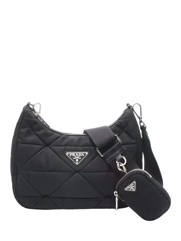 Prada 2010s Quilting Logo-detail Shoulder Bag - Black