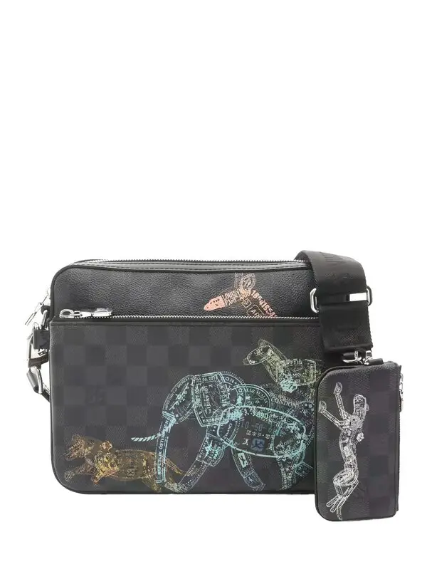 LOUIS VUITTON Damier Graphite Animal-print Shoulder Bag - Black