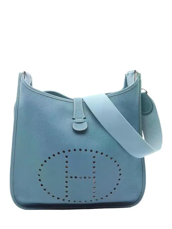 Hermès 2006 Clemence Leather Crossbody Bag - Blue