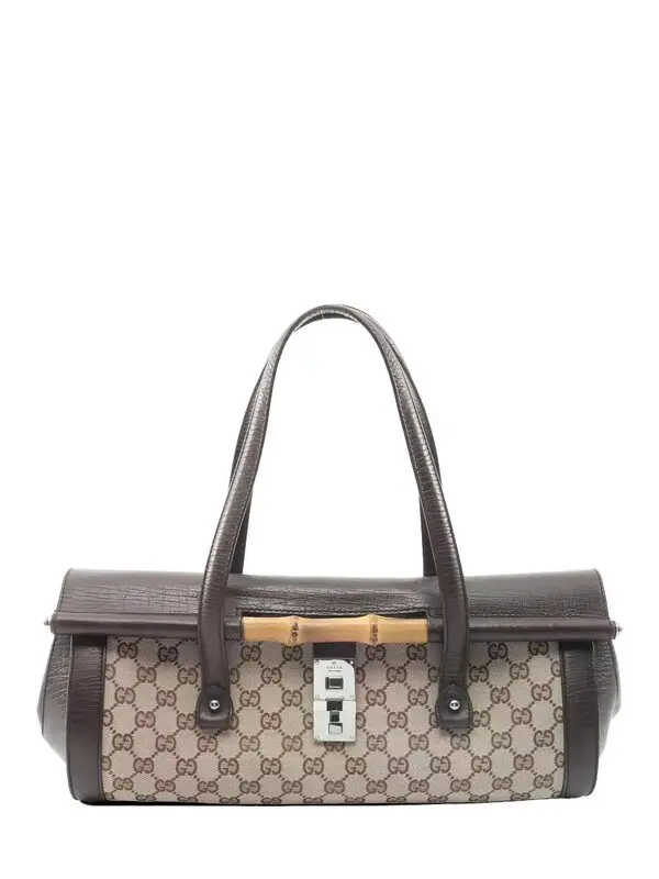 Gucci 2010s Bamboo Gg-pattern Tote - Brown