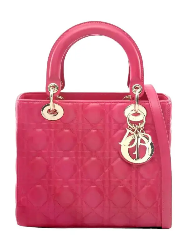 Dior Lady Leather Two-way Handbag - Pink