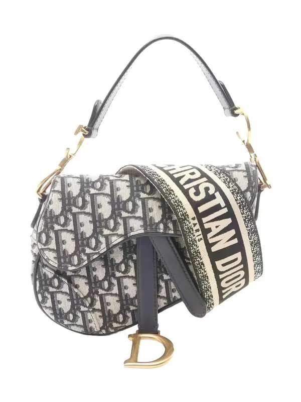 Dior 2010s Oblique Jacquard Saddle Bag - Neutrals