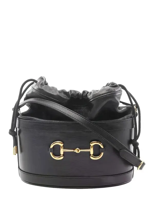 Gucci 2010s Horsebit Leather Bucket Bag - Black