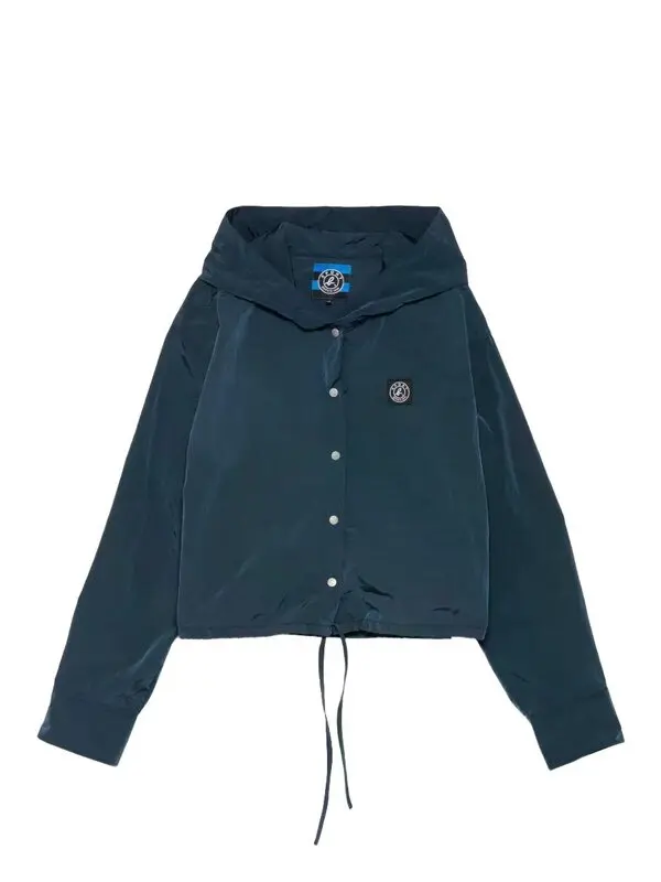 AGNES B. Nylon Hooded Jacket - Blue