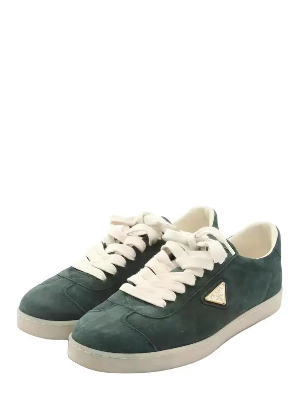 Prada 2000s Logo-appliqué Suede Sneakers - Green