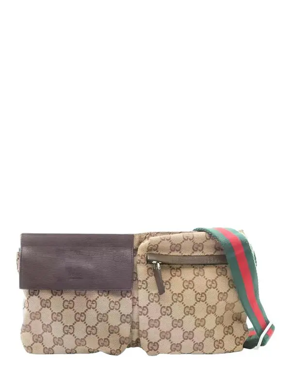 Gucci Gg Canvas Double Pocket Belt Bag - Neutrals