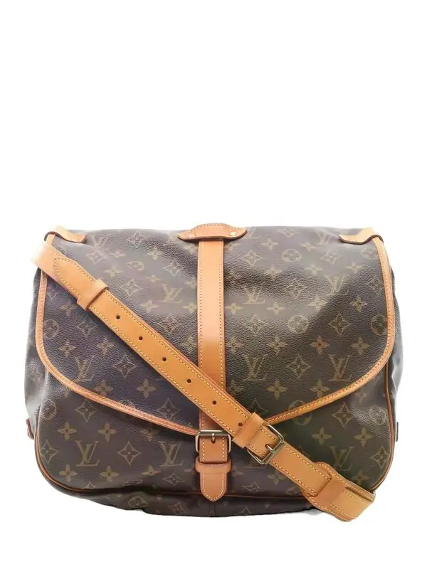 LOUIS VUITTON 1988 35 Saumur Monogram Satchel - Brown