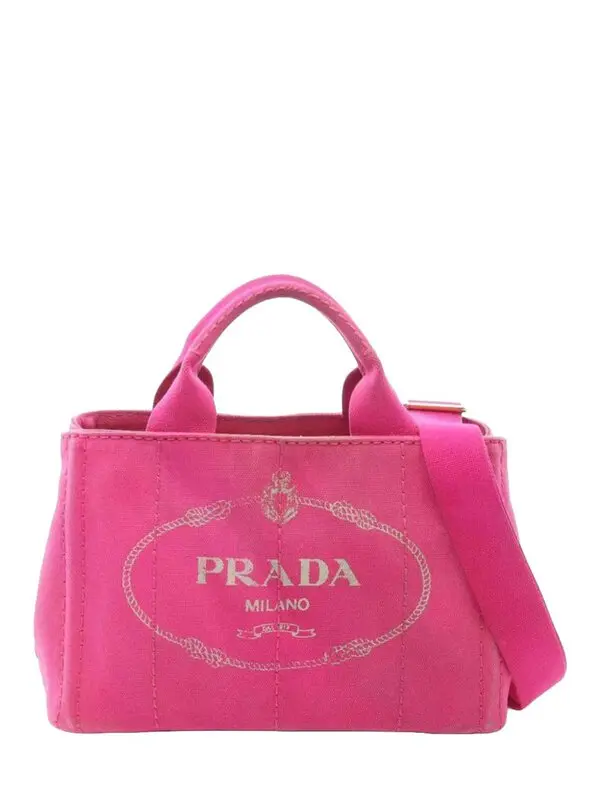 Prada 2000s Canapa Canvas Tote Bag - Pink