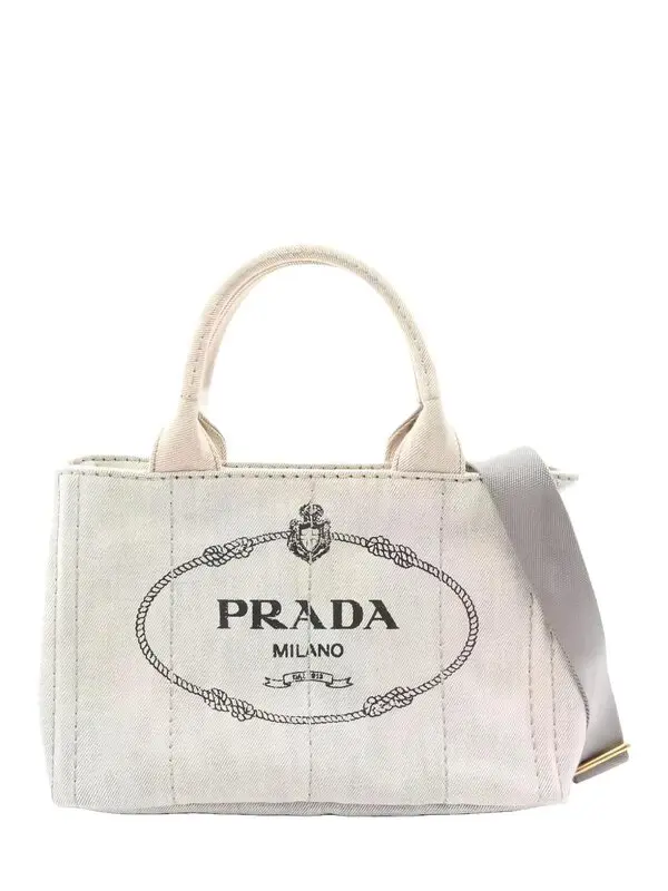 Prada 2000s Canapa Denim Tote Bag - Grey