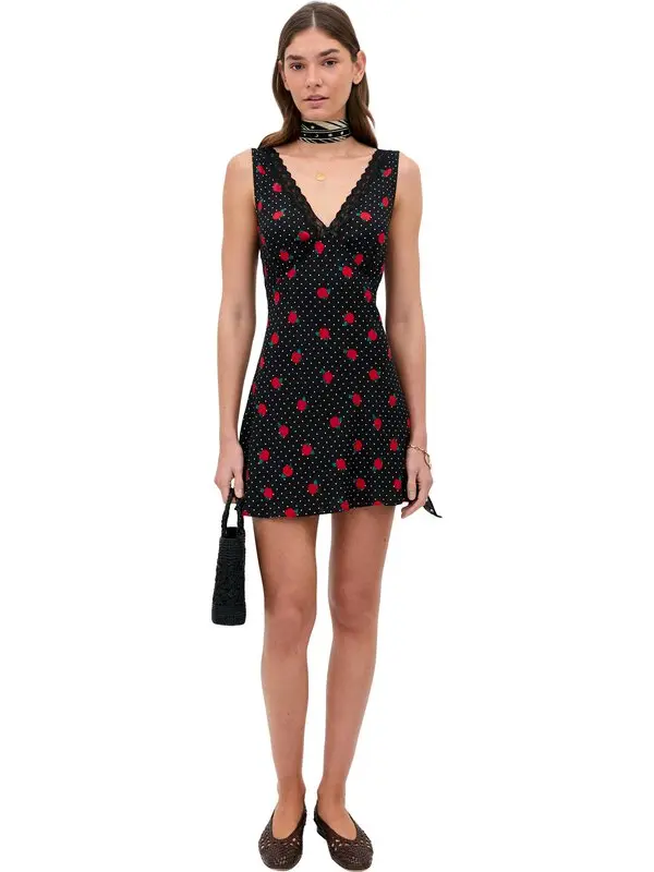 Rixo Leighton Rose Spot Dress - Black