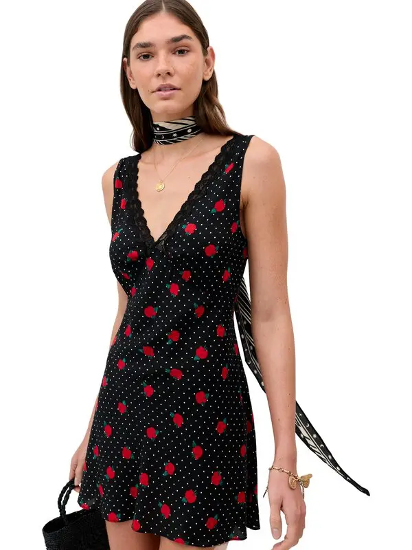 Rixo Leighton Rose Spot Dress - Black