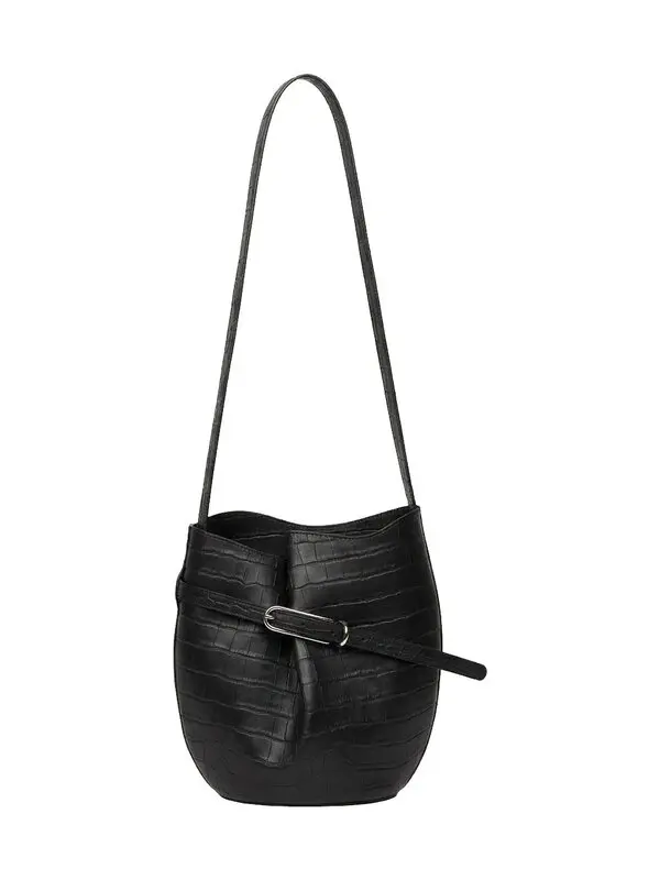 LIFFNER Belted Croc-effect Bucket Bag - Black