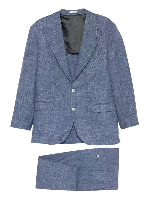 Brunello Cucinelli Flap-pocket Single-breasted Suit - Blue