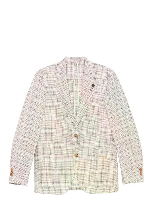 LARDINI Check-pattern Blazer - Neutrals