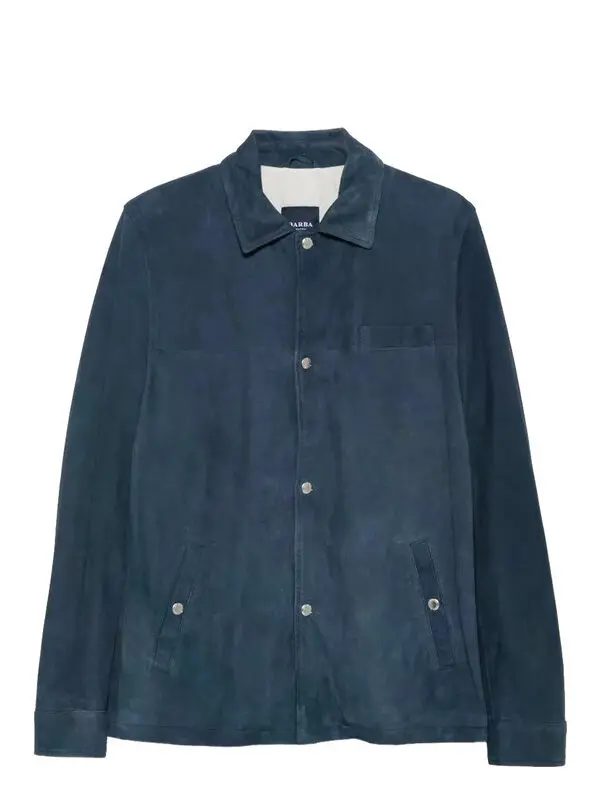 BARBA NAPOLI Sj Tyler Button Suede Jacket - Blue