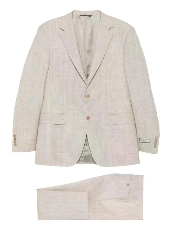 Canali Button Blazer Suit - Neutrals