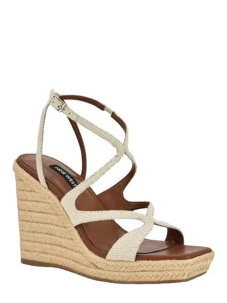 Nine West Adriane Platform Wedge Sandal - Ivory