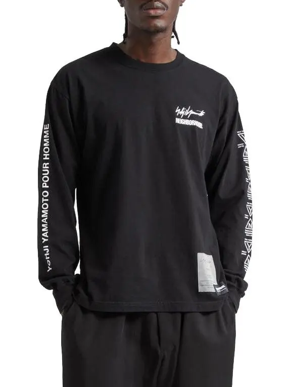 Yohji Yamamoto X Neighborhood Long Sleeve Logo Graphic T-shirt - Black