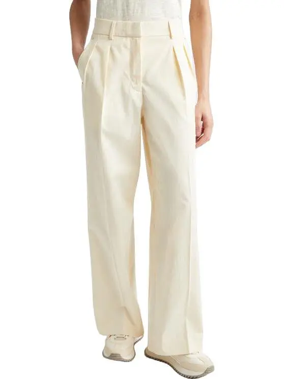 Moncler Cotton Gabardine Wide Leg Pants - White