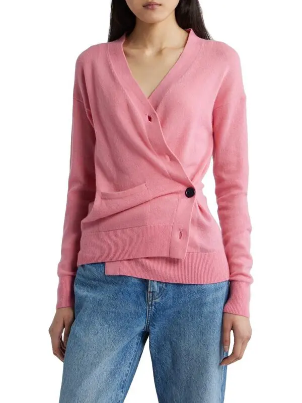 CISSA Button-up Wool & Cashmere Wrap Cardigan - Bubble Pink