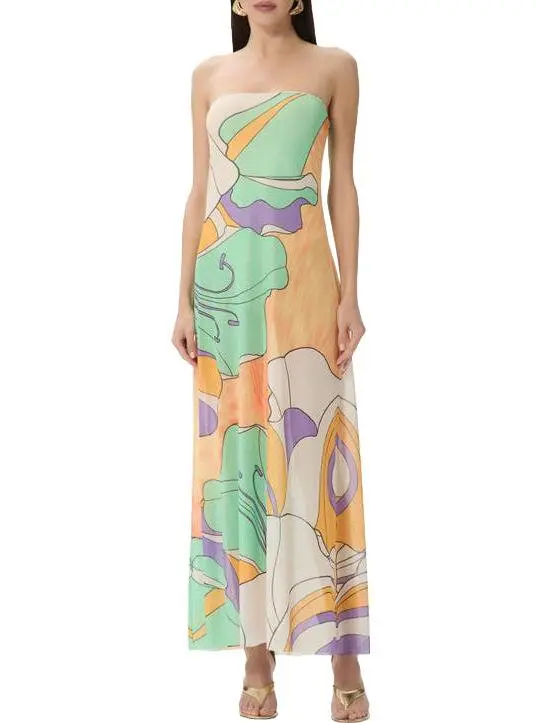 AFRM Floral Print Strapless A-line Dress - Scarf Floral