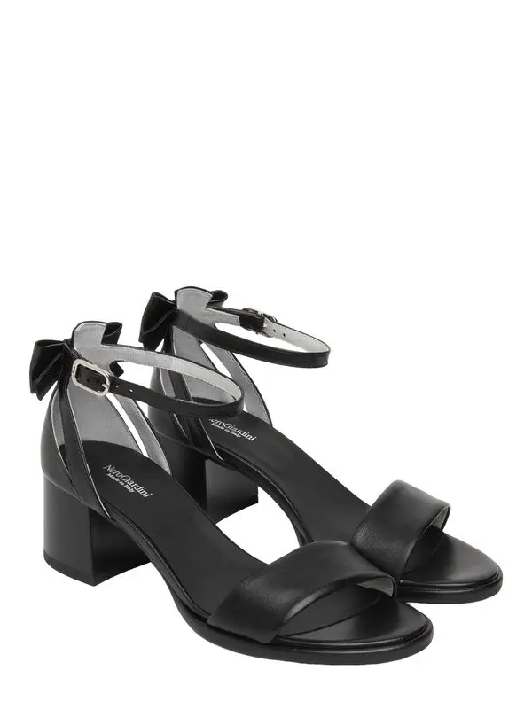 NEROGIARDINI Ankle Strap Block Heel Sandals - Black