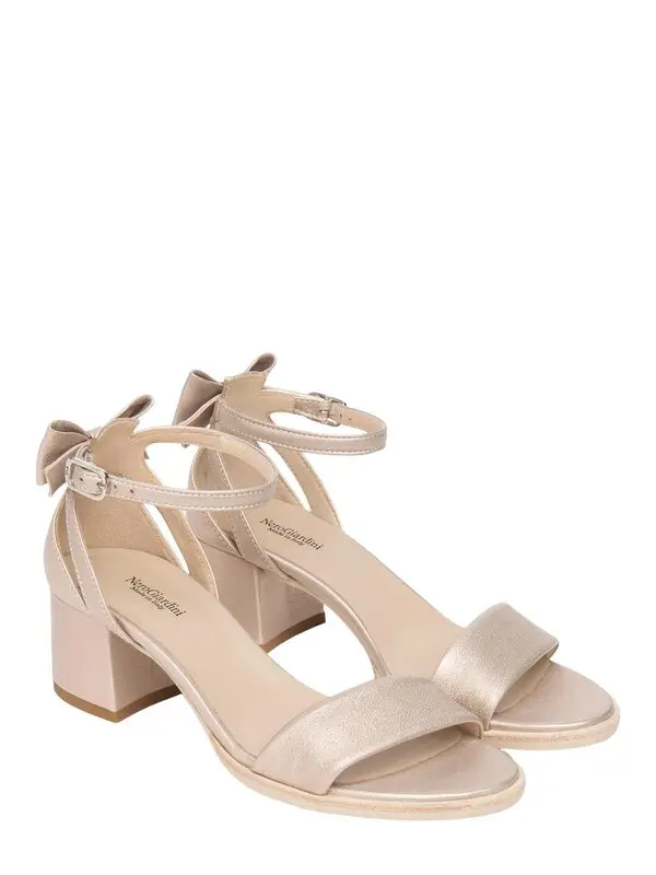 NEROGIARDINI Ankle Strap Block Heel Sandals - Champagne