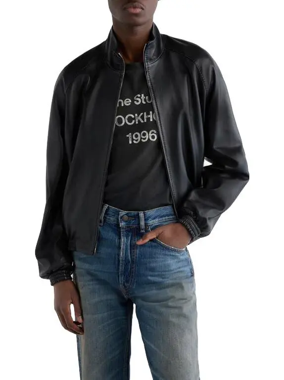 Acne Studios Lokot Leather Bomber Jacket - Black