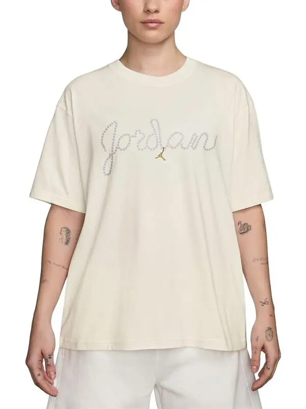 JORDAN Logo Cotton Graphic T-shirt - Sail/white