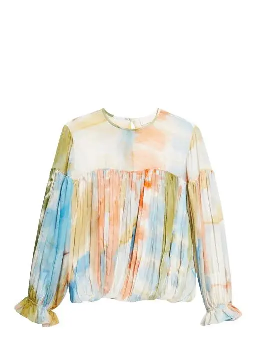 Ulla Johnson Pearl Abstract Print Silk Top - Western Dream