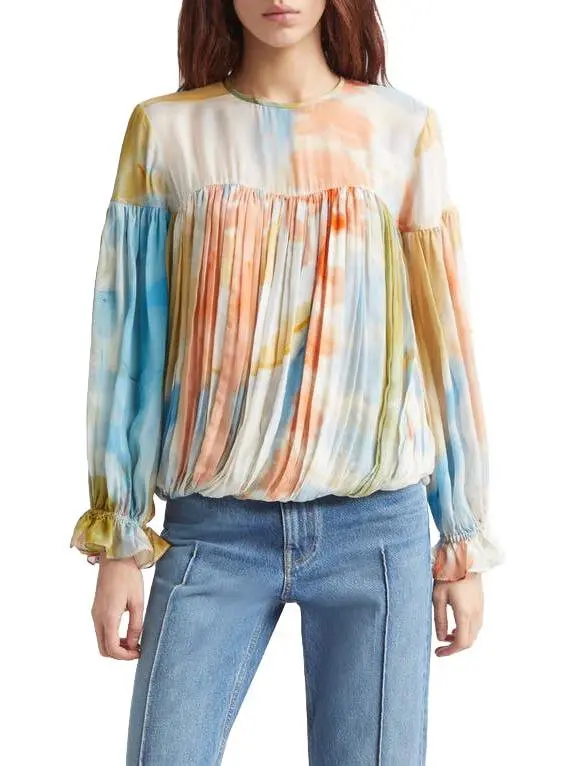 Ulla Johnson Pearl Abstract Print Silk Top - Western Dream