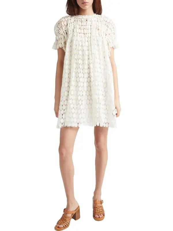 Ulla Johnson Layla Lace Trapeze Mini Dress - Chalk
