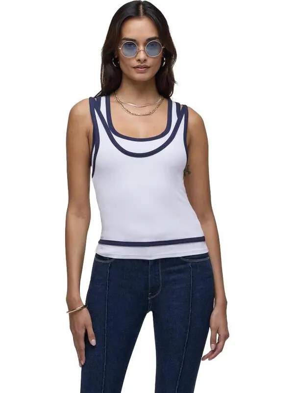 Hudson Jeans Layered Tank Top - White Navy