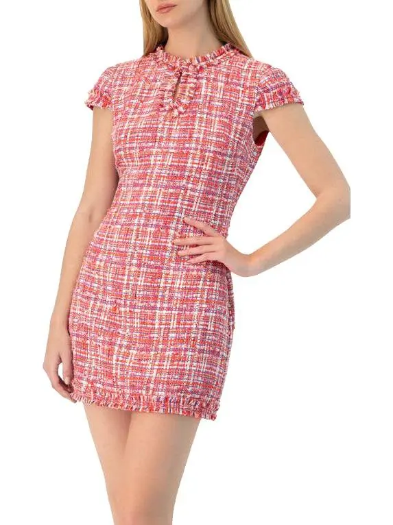 IVONNE Short Tweed A-line Dress - Orange