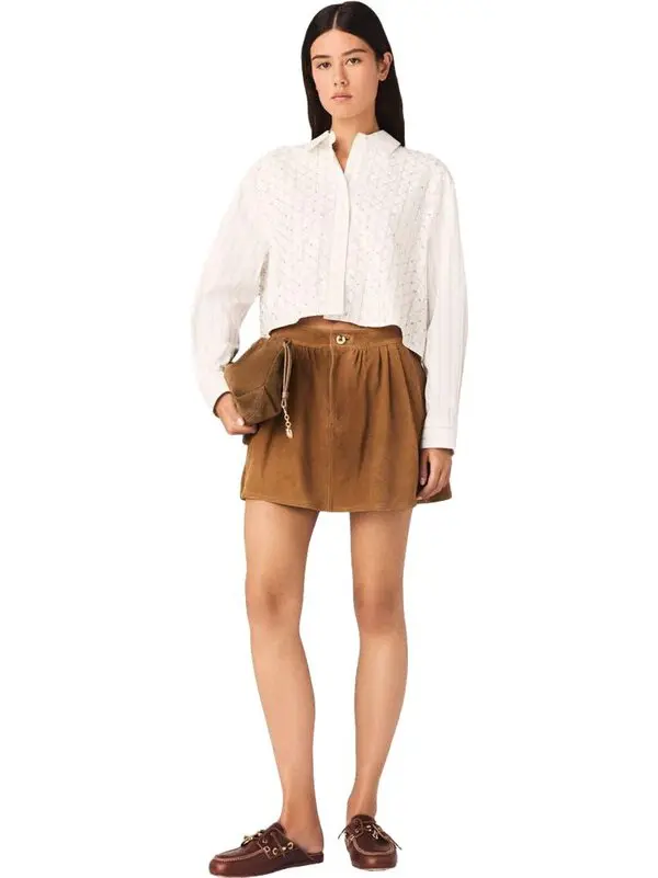 Maje Beaded Cropped Shirt - White