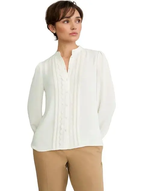 HOBBS LONDON Dominica Lace Trim Blouse - True Ivory