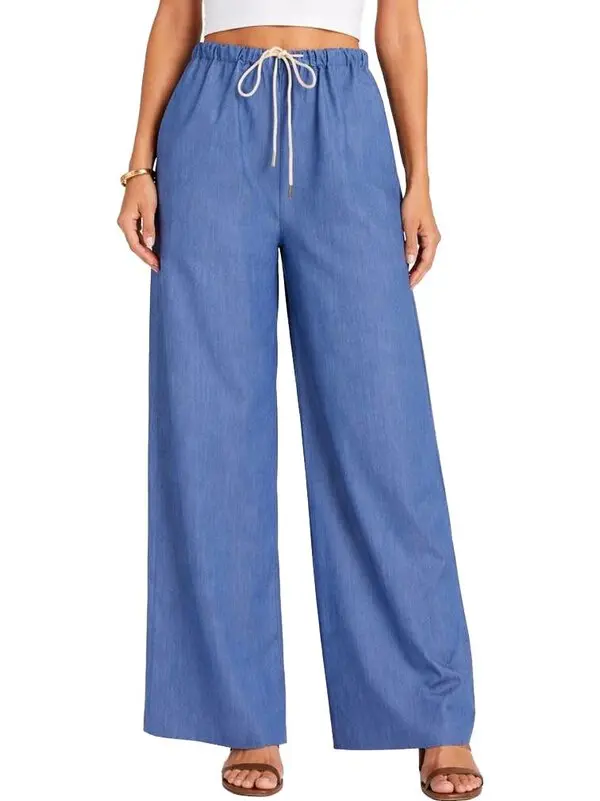 BISHOP + YOUNG Sporty Wide-leg Pants - Azure Tencel