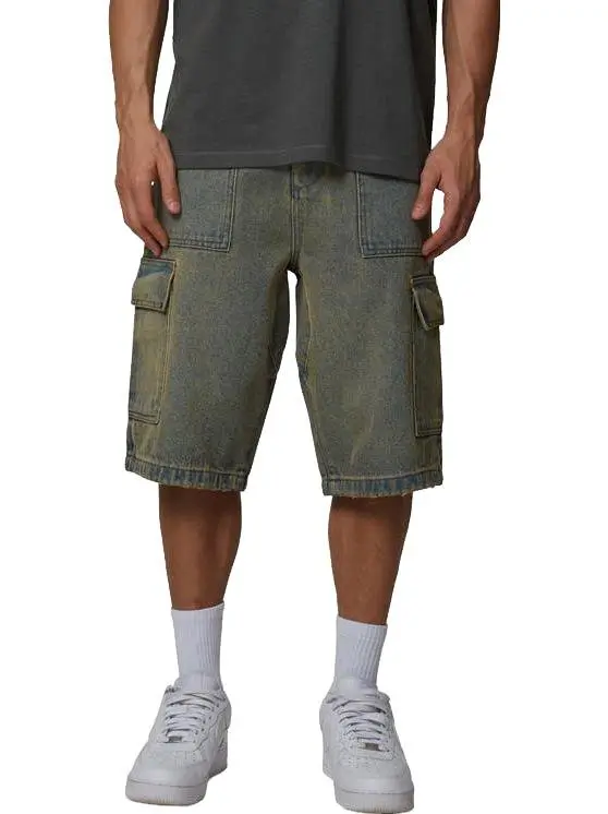 GOOD FOR NOTHING Cargo Baggy Denim Shorts - Blue