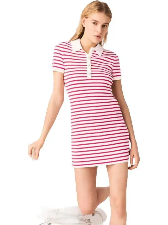 Maje Striped Polo Knit Dress - Red