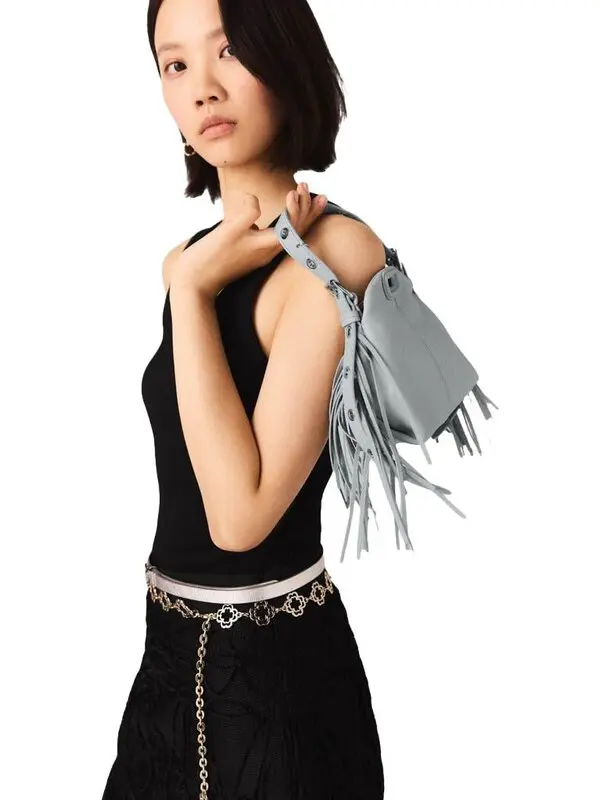 Maje Miss M Micro Bag - Light Grey