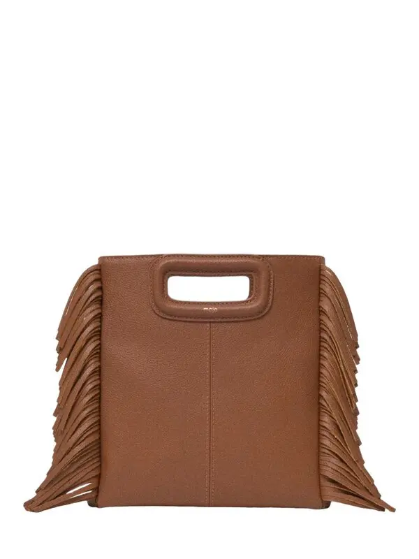 Maje Grained Leather M Bag - Cognac Brown